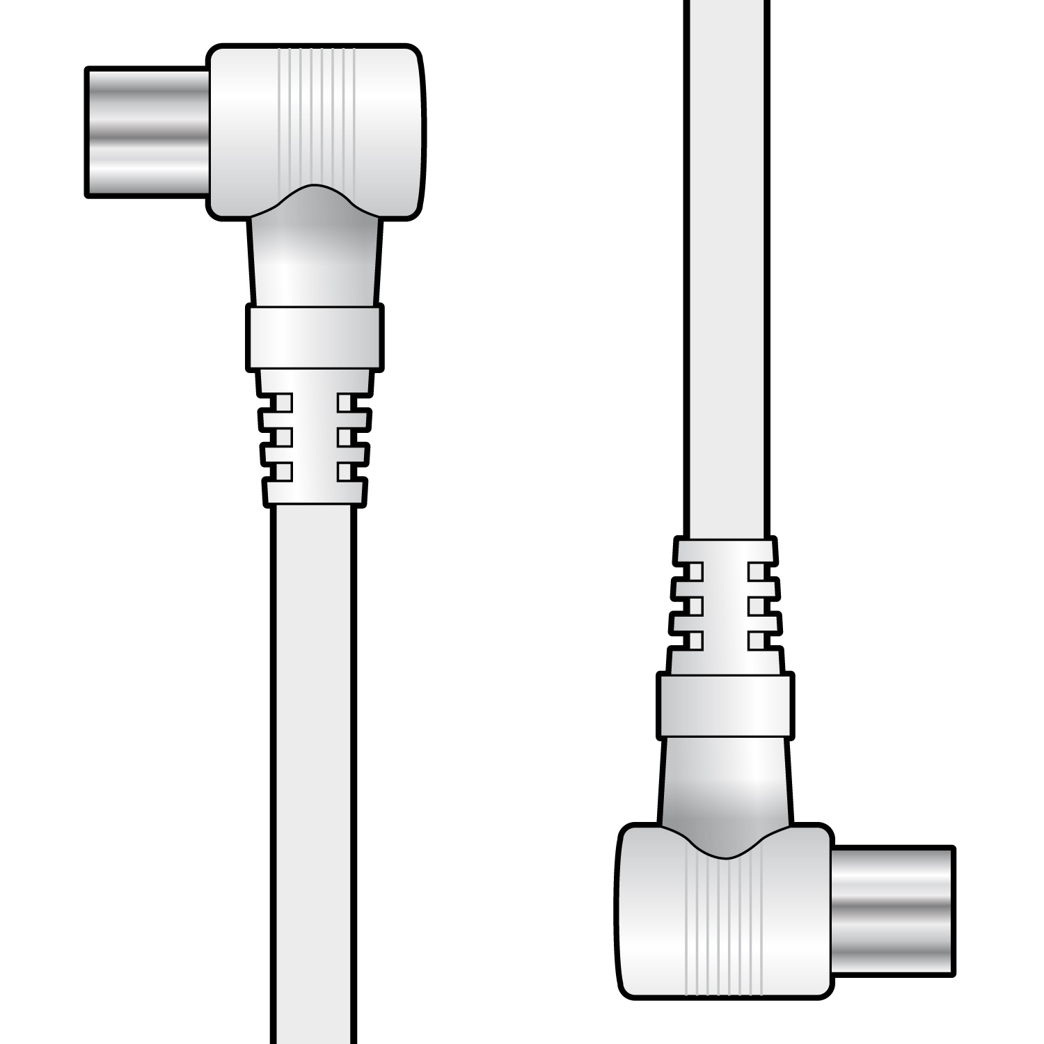 Coaxial Right Angle Plug to Plug Leads