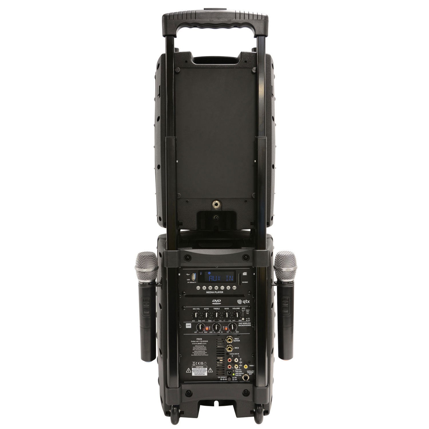 PAV Portable PA Set with UHF Mics, Bluetooth® & DVD